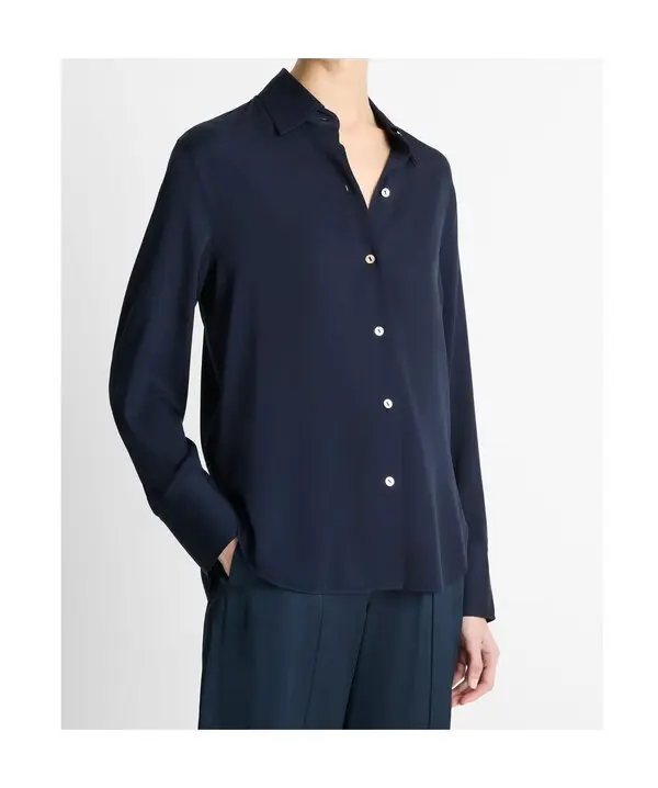 Vince Long-sleeved Button-front Shirt - Blue