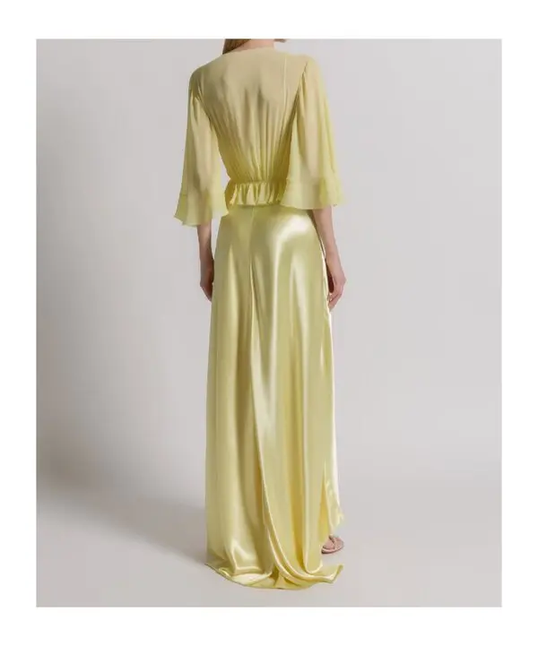 Alberta Ferretti Draped Long Satin Gown - Yellow