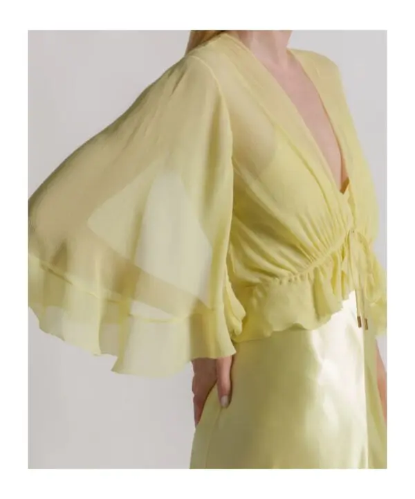 Alberta Ferretti Draped Long Satin Gown - Yellow
