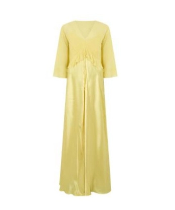 Alberta Ferretti Shiny Satin Long Cape Dress - Yellow