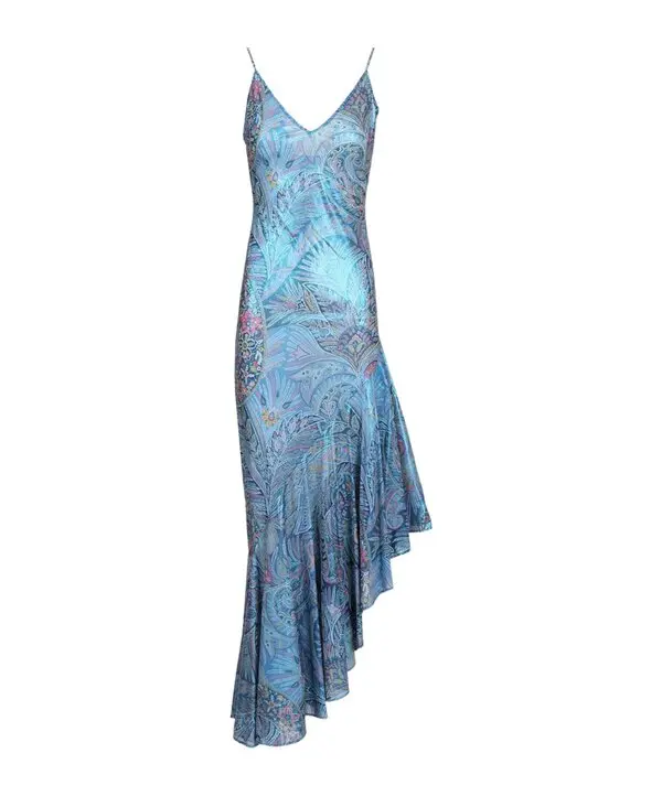 Etro Paisley Asymmetrical V-neck Dress