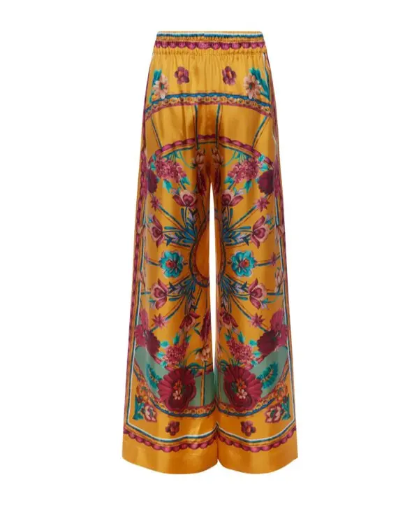 La DoubleJ Graphic-print Silk Palazzo Pants