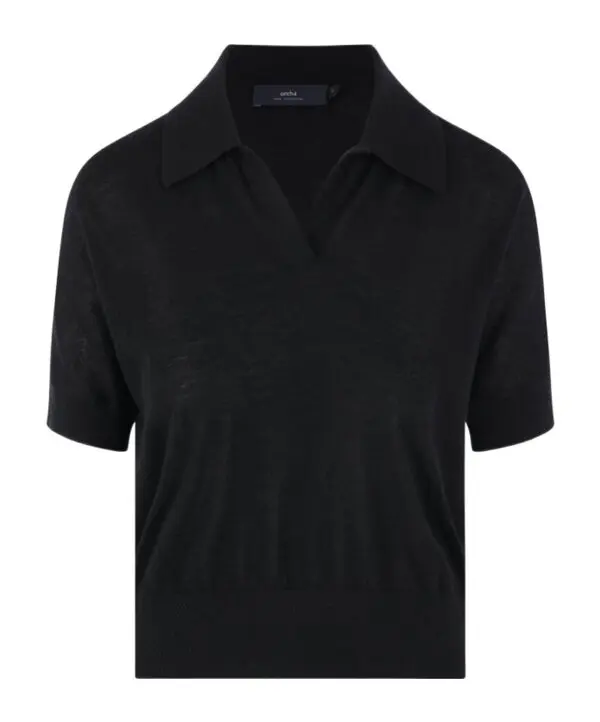 Arch4 V-neck Knit Polo Shirt - Black