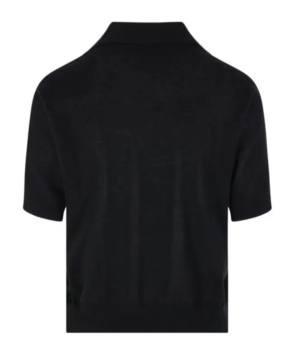 Arch4 V-neck Knit Polo Shirt - Black