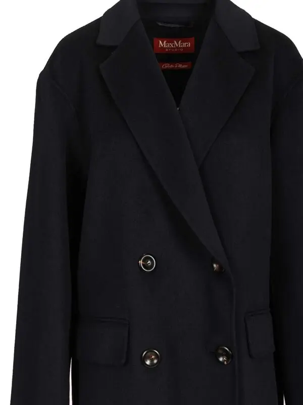 Max Mara Long-sleeved Double-breasted Coat - Black