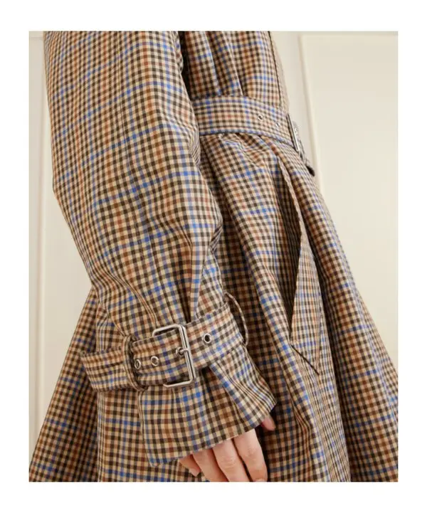 FRAME Belted Checked Cotton-blend Trench Coat