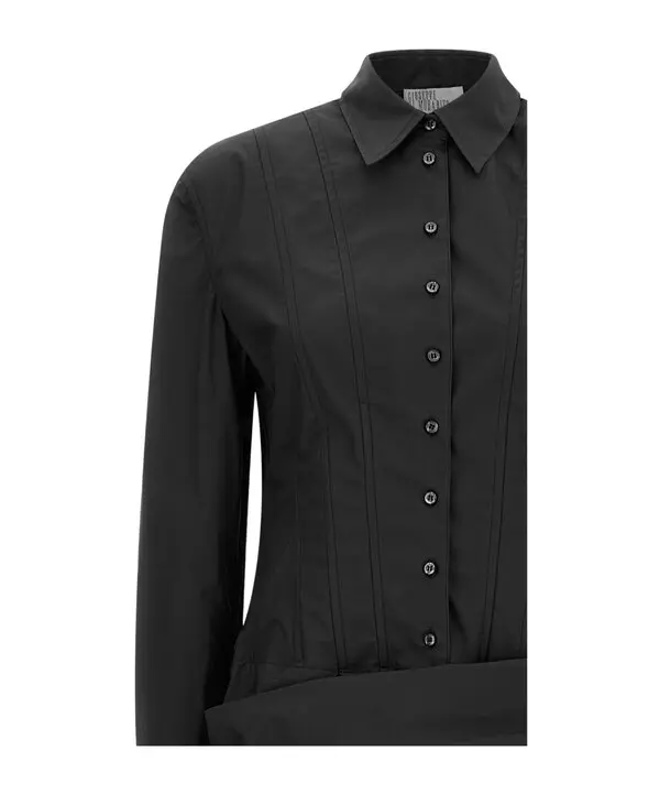 Giuseppe Di Morabito Shirt Style Mini Dress With Draping And Side Train - Black