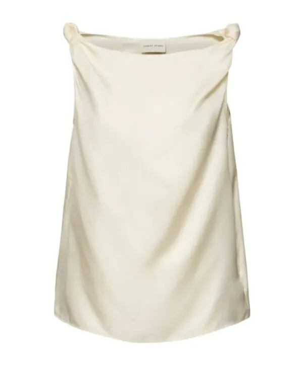 Loulou De Saison Remy Sleeveless Draped Silk Top - White