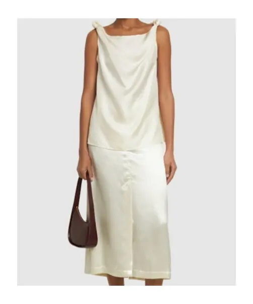 Loulou De Saison Sleeveless Draped Silk Top - White