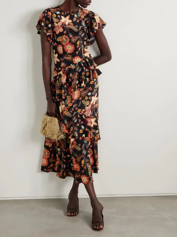 Ulla Johnson Layered Ruffled Floral Print Dress