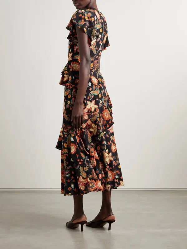 Ulla Johnson Layered Ruffled Floral Print Dress