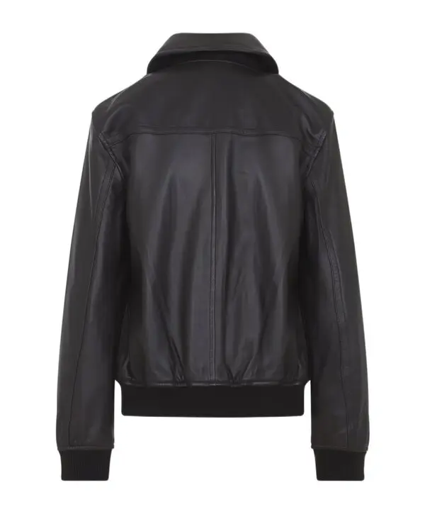 YVES SALOMON Long-sleeved Leather Zip-up Jacket - Black