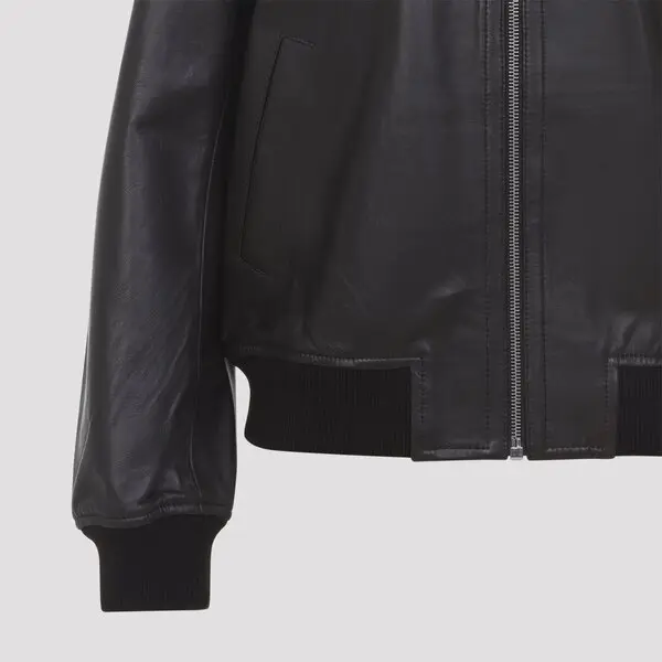 YVES SALOMON Long-sleeved Leather Zip-up Jacket - Black