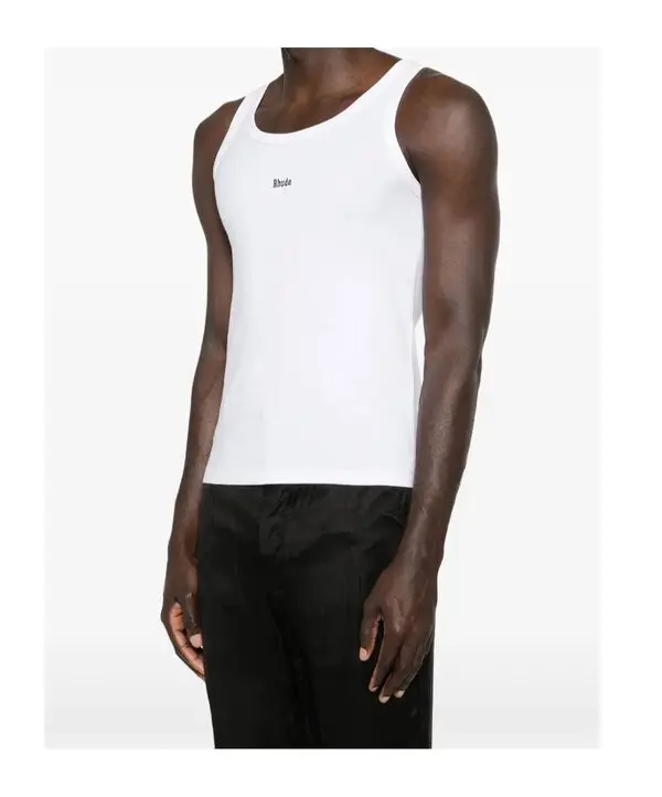 Rhude Logo Embroidered Tank Top - White