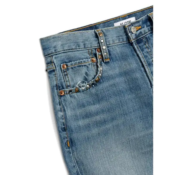 RE/DONE Mid Rise Bootcut Jeans With Studded Detail