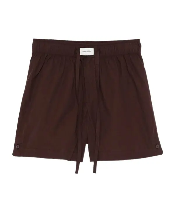 ENTIRE STUDIOS Pajama Drawstring Shorts - Brown