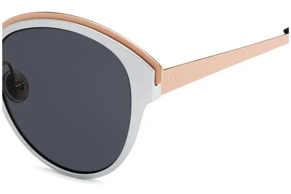 Dior Logo Embellished Oval Sunglasses - Black