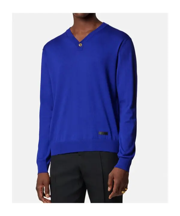 Versace V-neck Knitted Jumper With Button Detail