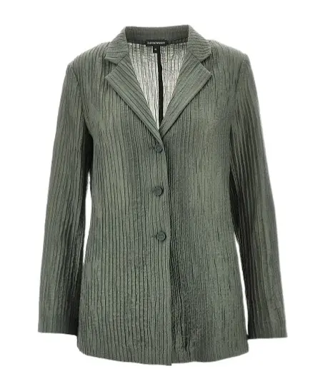 Emporio Armani Crinkled Single-breasted Blazer - Gray