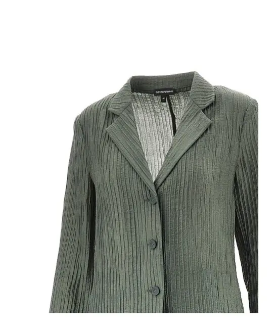Emporio Armani Crinkled Single-breasted Blazer - Gray