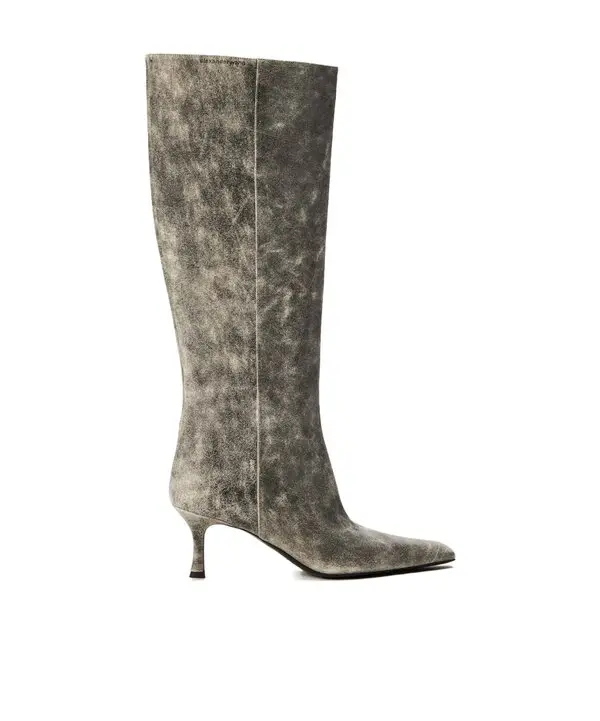 Alexander Wang Black Crackle Leather Vera Boot - Gray
