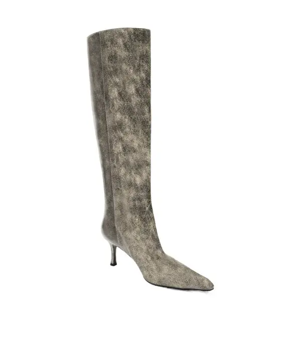 Alexander Wang Black Crackle Leather Vera Boot - Gray