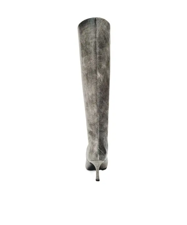 Alexander Wang Black Crackle Leather Vera Boot - Gray