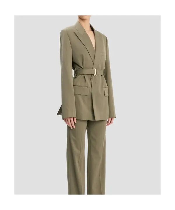 Victoria Beckham Belted Tailored Jacket - Green