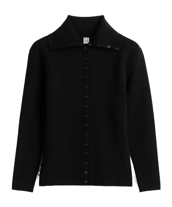 TOTEME Buttoned High-neck Knitted Cardigan - Black