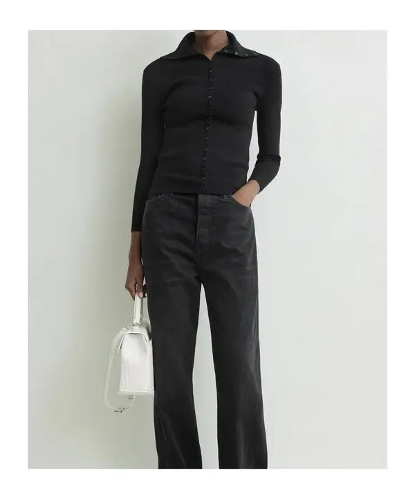 TOTEME Buttoned High-neck Knitted Cardigan - Black