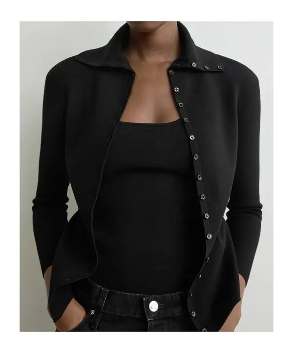 TOTEME Buttoned High-neck Knitted Cardigan - Black