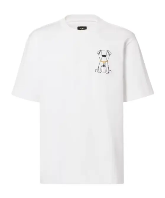 Fendi Dog Embroidered Crewneck T-shirt