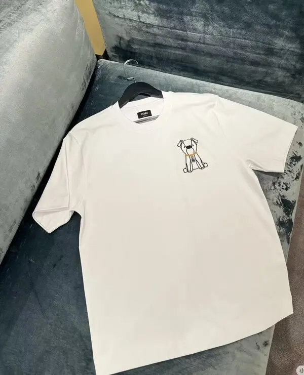 Fendi Dog Embroidered Crewneck T-shirt