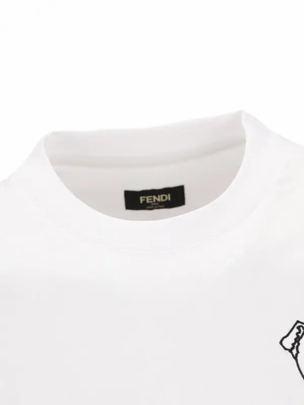 Fendi Dog Embroidered Crewneck T-shirt