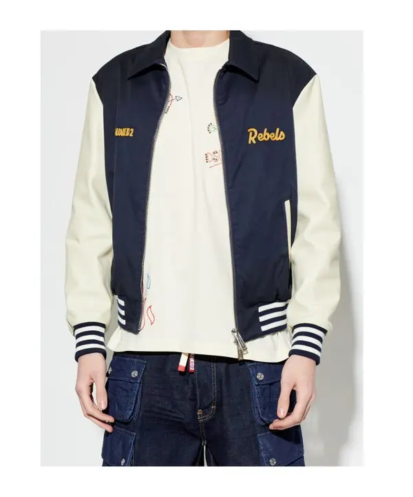 Dsquared2 Rebels Varsity Bomber Jacket - Navy Blue