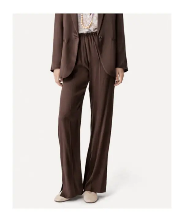 FORTE_FORTE Elasticated Side-slit Trousers - Chocolat