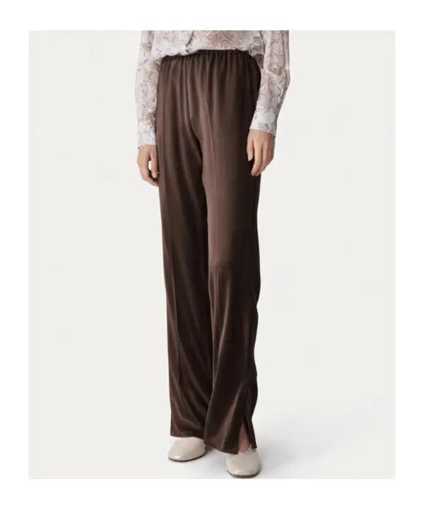 FORTE_FORTE Elasticated Side-slit Trousers - Chocolat