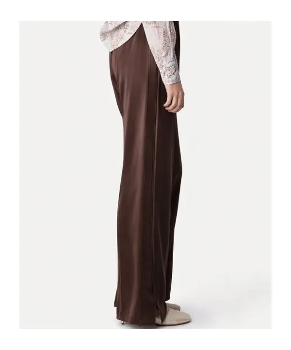 FORTE_FORTE Elasticated Side-slit Trousers - Chocolat