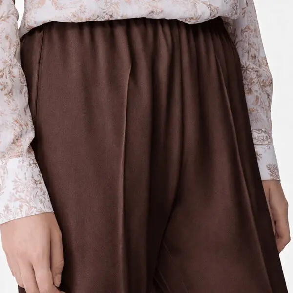 FORTE_FORTE Elasticated Side-slit Trousers - Chocolat