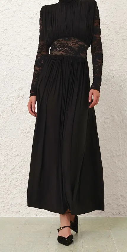 Zimmermann Rebellion Lace Insert Maxi Dress - Black