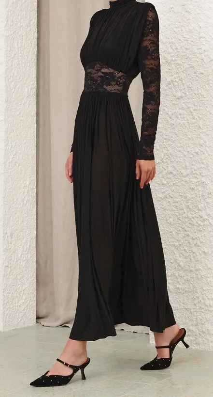 Zimmermann Rebellion Lace Insert Maxi Dress - Black