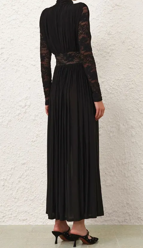 Zimmermann Rebellion Lace Insert Maxi Dress - Black
