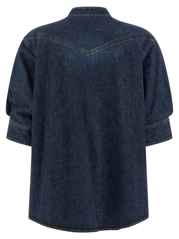 Sacai Denim-panelled Crewneck Jumper - Blue