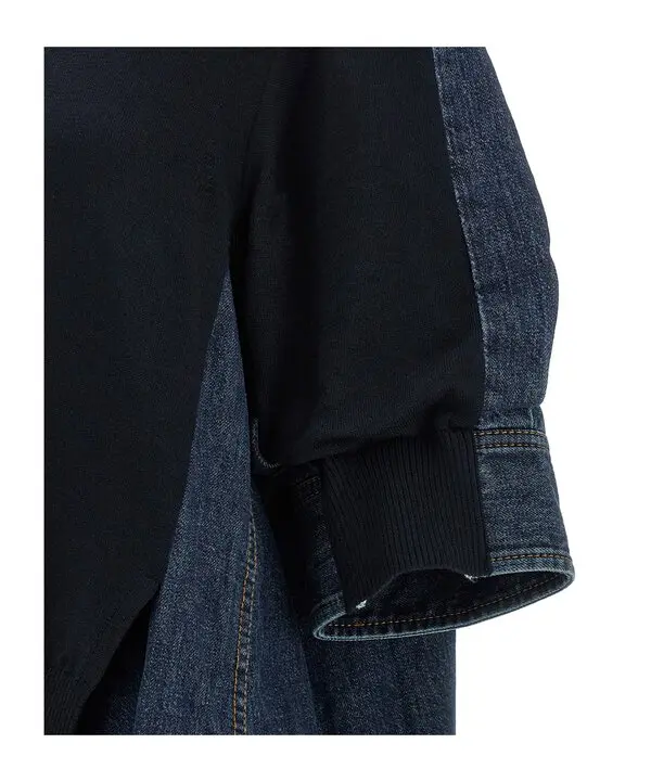 Sacai Denim-panelled Crewneck Jumper - Blue