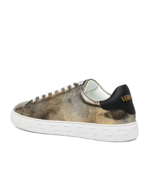 Versace Greca Lizard-effect Low-top Sneakers - Multicolor