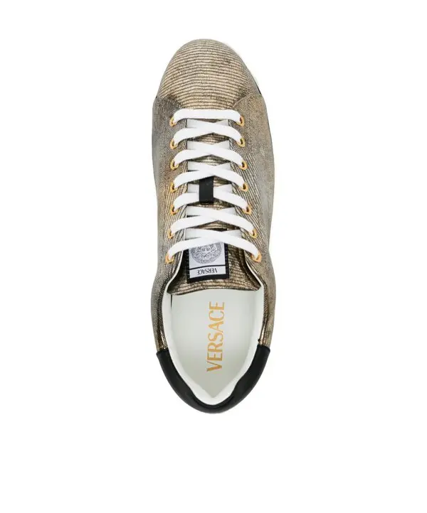 Versace Greca Lizard-effect Low-top Sneakers - Multicolor