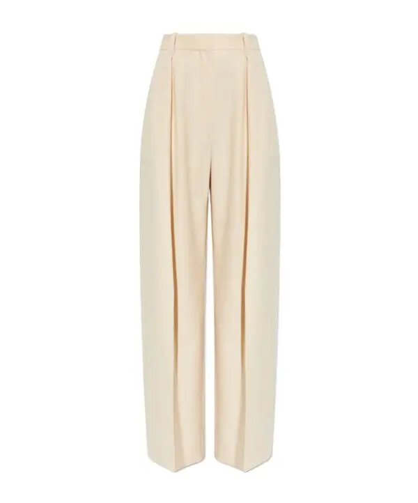 Victoria Beckham Pleated Trousers - Cream