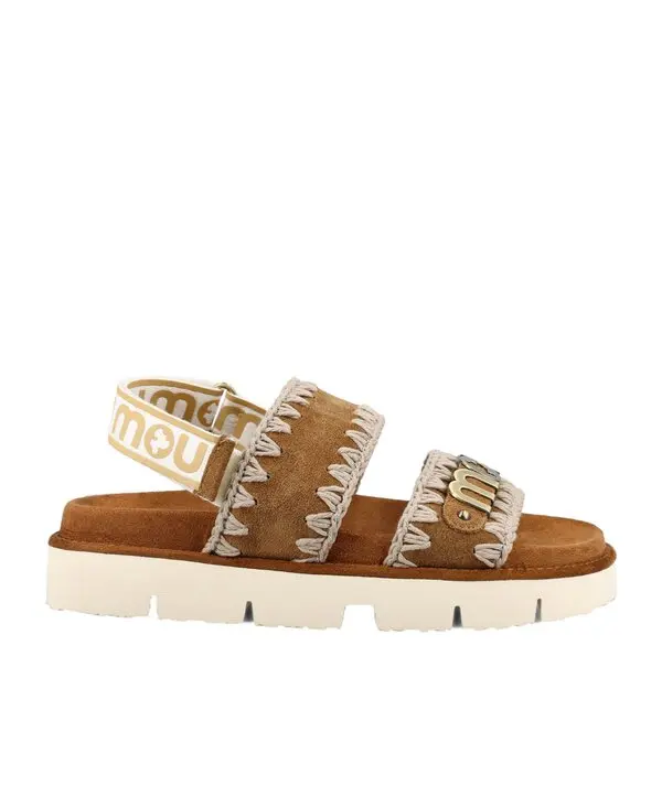 Mou Bio Logo Plaque Open Toe Sandals - Nude