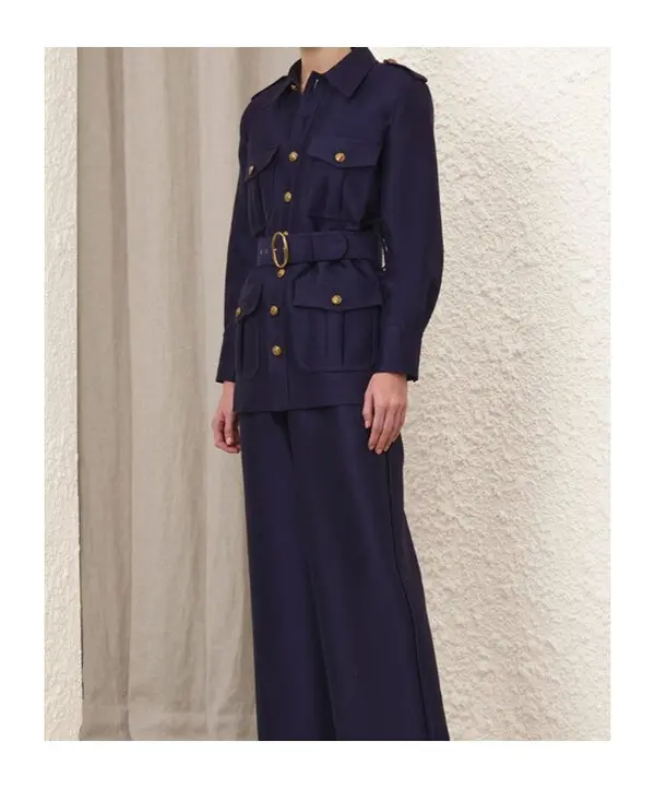 Zimmermann Hypnotic Utility Jacket With Buckle Belt - Ink