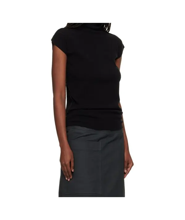 Issey Miyake High-neck Cap Sleeve Knit Sweater